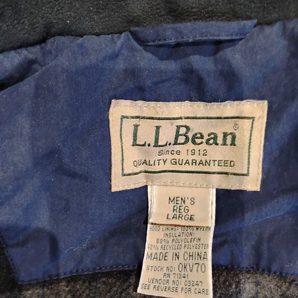 Vintage LL Bean Jacket Mens Large Blue Parka Wool Heavy Winter Coat ...