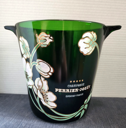 French Perrier Jouet Champagne Cooler Ice Bucket Emerald Green Glass ...