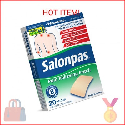 Salonpas Pain Relieving Patch, 20 Count, for Back, Neck, Shoulder, Knee ...