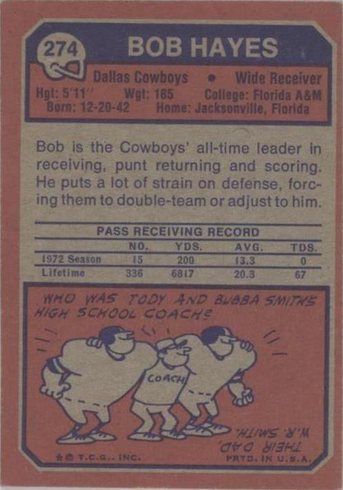 1973 Topps Bob Hayes #274 for sale | eBay