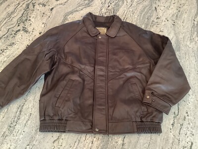 Saxon Leather Jacket Freighliner Brown Soft Bomber Jacket Coat L | eBay