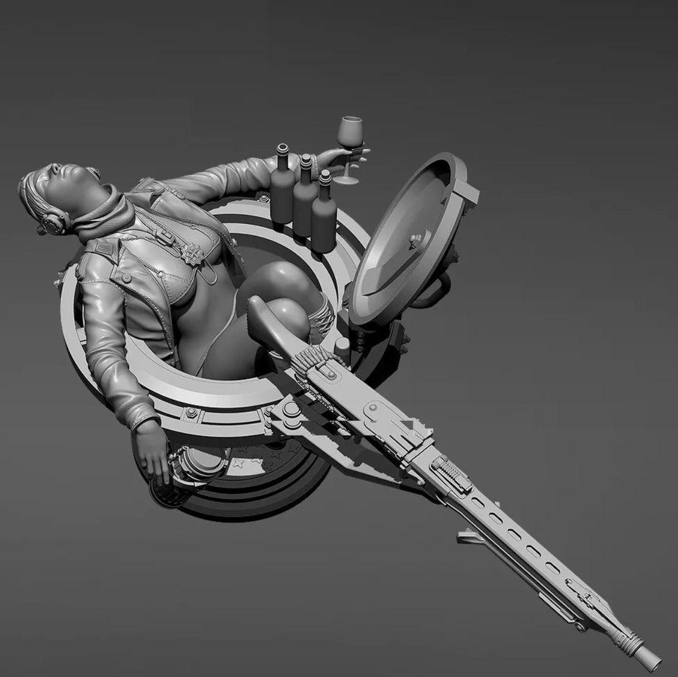 1/18 Resin Figure Model Kit German Soldier Girl Tank Crew WW2 Unpainted ...