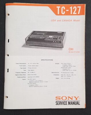 Sony TC-127, Stereo Cassette-corder. Service Manual 32 Pages Japan | eBay