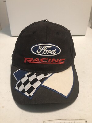 Ford Racing Hat Cap Black Race Flag Nascar Cap Adjustable c40 | eBay