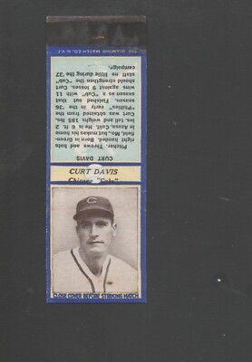 1936 Diamond Baseball Matchcover #5 Curt Davis-Chicago Cubs Near Mint ...