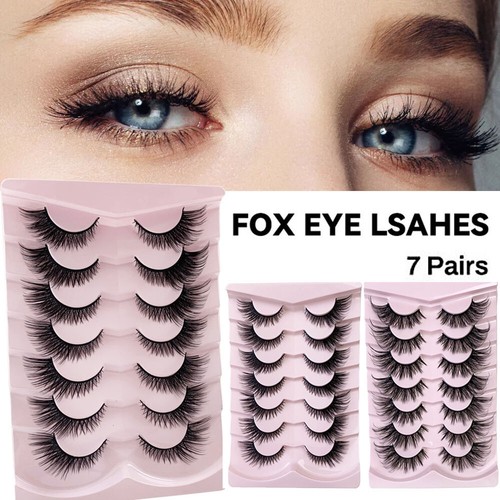 7 Pairs Cat Eye Lashes Fluffy Eyelashes Cluster Faux Mink False Natural Curli | eBay