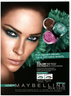 2013 Maybelline Makeup Print Ad, Model Erin Wasson Color Tattoo Pure ...