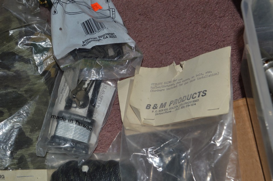 LOT #6 13 PC. MISC. HUNTING SLING, BAG HOLDER, SUN GLASS, KEE LOCKS ...
