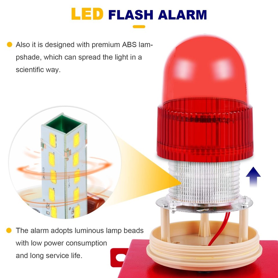 120dB Industrial Siren Alarm IP65 Outdoor Siren with Strobe Light ...