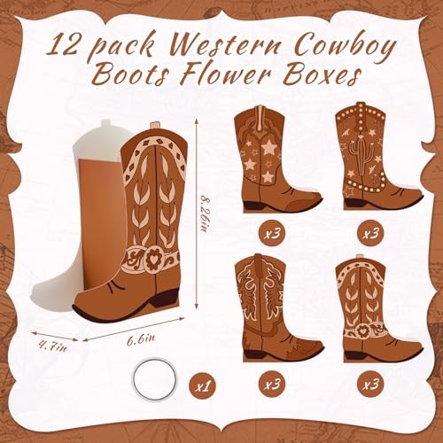 12 Set Western Cowboy Boots Flower Boxes Centerpiece Boot Shape Gift ...