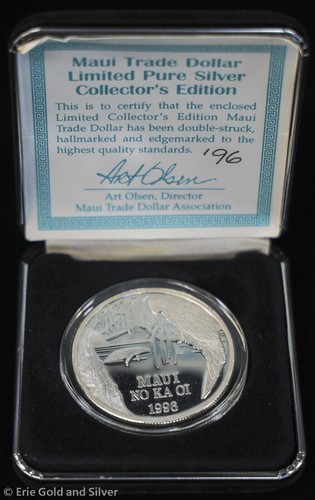 1996 Proof 1 oz Silver Maui Trade Dollar Parrot w/ Box & COA | eBay
