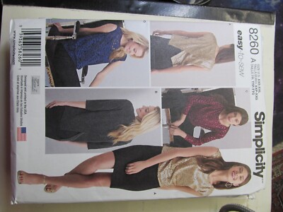 *SIMPLICITY PATTERN 8260 TOPS MISSES SIZES XXS XS SM MED LRG XL XXL ...