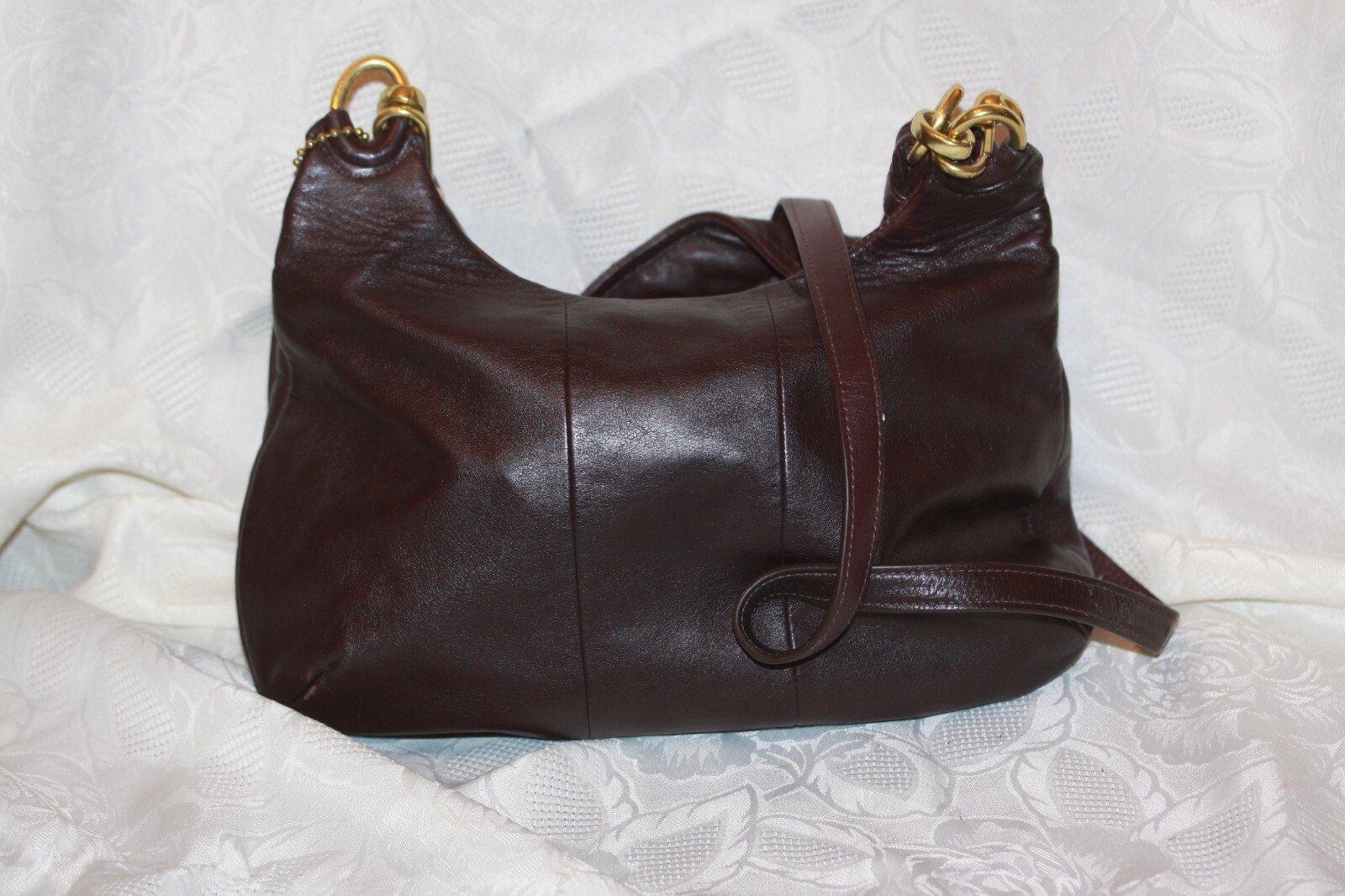 COACH Kristin Hippie Chocolate Brown Leather Crossbody Shoulder Bag ...