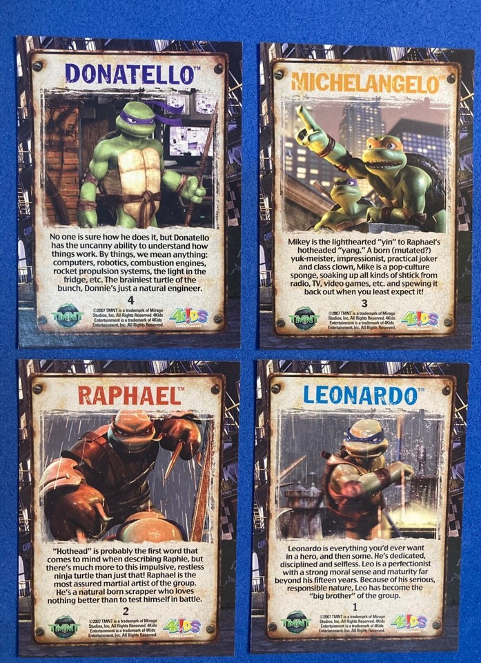 TMNT MOVIE PROMO CARD SET TEENAGE MUTANT NINJA TURTLES 4KIDS ENTERTAIN ...