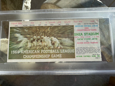 🔥🔥 1968 AFL Championship Game Jets Raiders Full PSA 8 Ticket Joe Namath ...