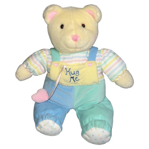 Eden Pastel Hug Me Talking Bear with Heart Rattle Velour Pink Nose ...
