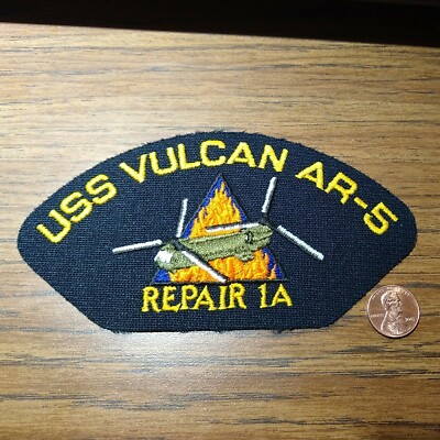Vintage USS VULCAN AR-5 Repair 1A Embroidered Patch Navy Ship USA ...