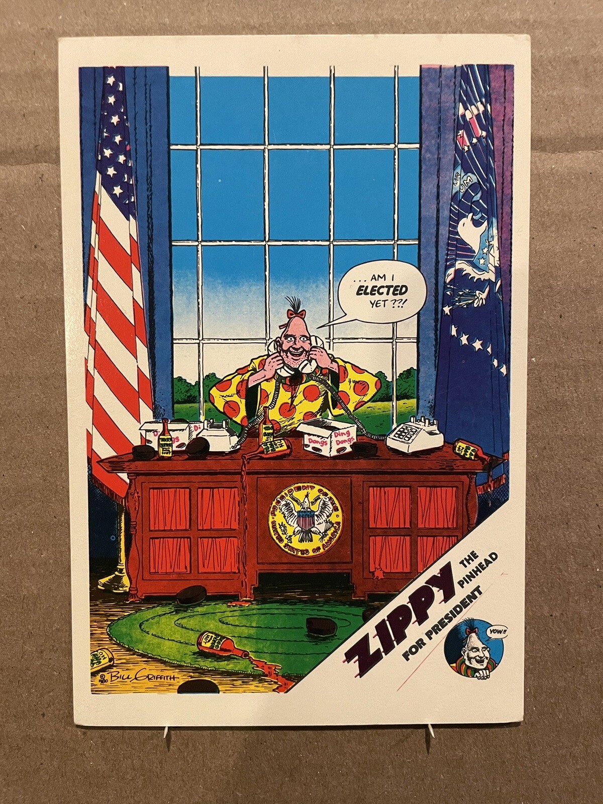 ZIPPY the Pinhead Postcard FOR PRESIDENT Vintage Bill Griffith UNPOSTED ...