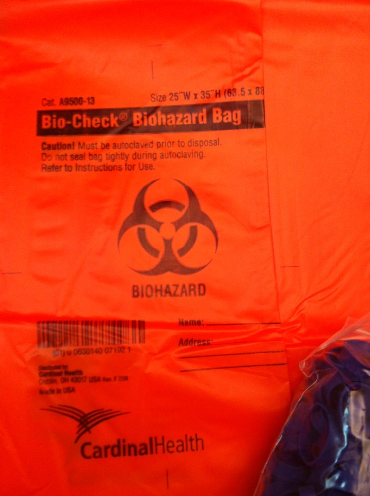 50 Cardinal Bio-Check Orange Biohazard Bags 25x35" A9500-13 ...