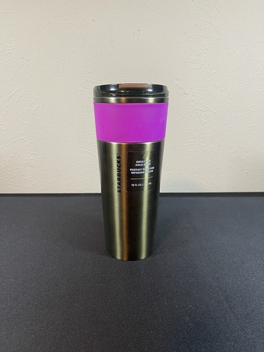 NEW Starbucks Gold Stainless Steel Cold Brew Tumbler Cup 16oz Rubber ...