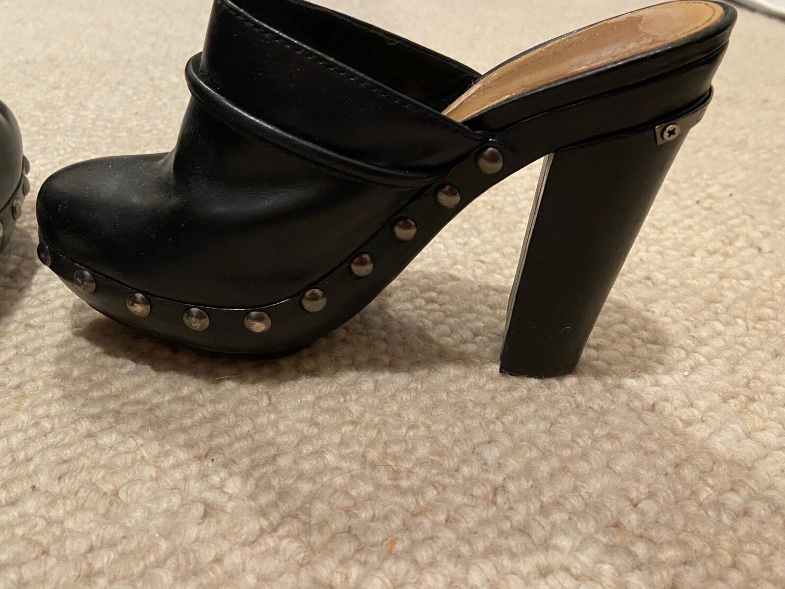 4 inch Platform high heel black COACH leather shoes m… - Gem