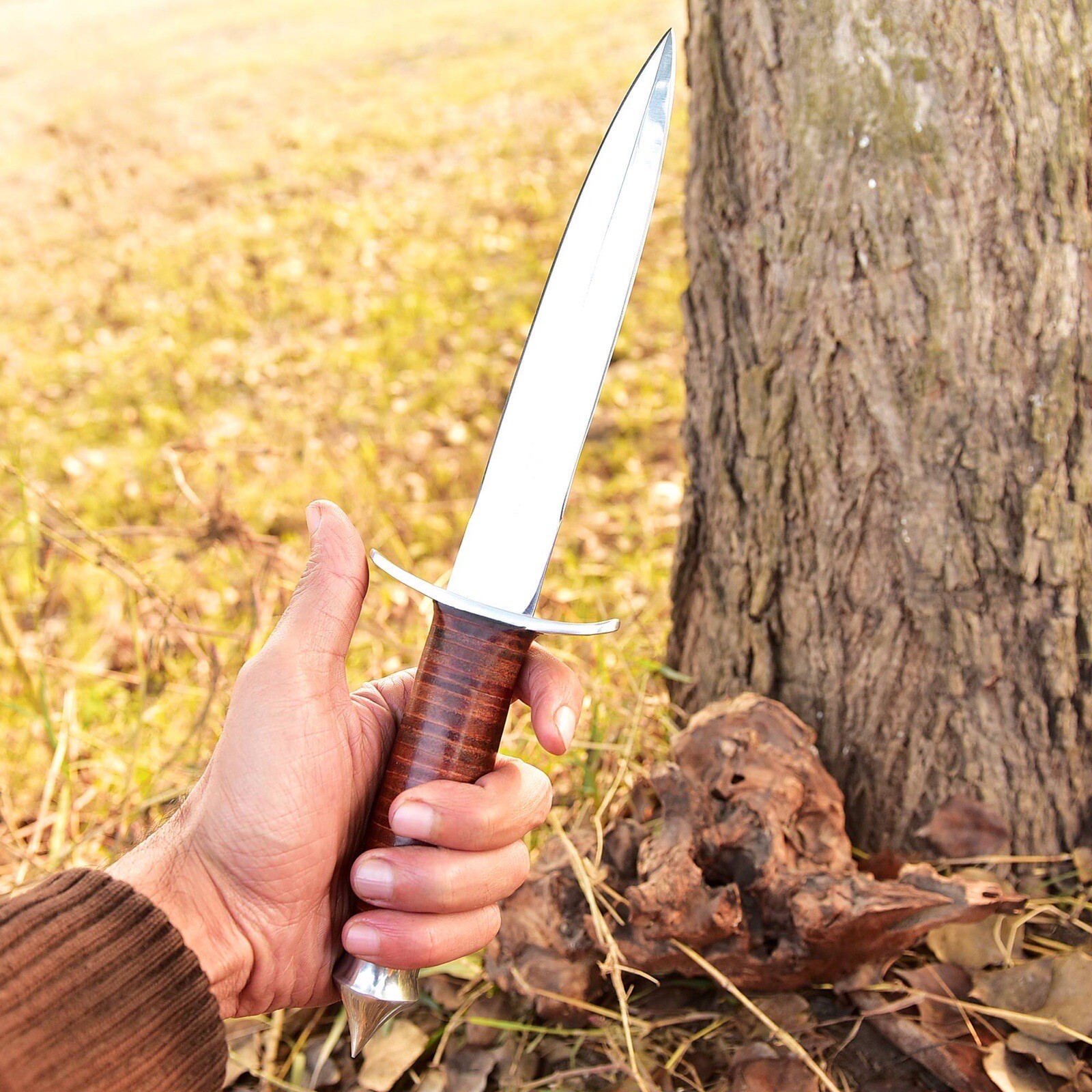 Vintage WW2 Double-Edged V42 US Military Stacked Leather Stiletto ...