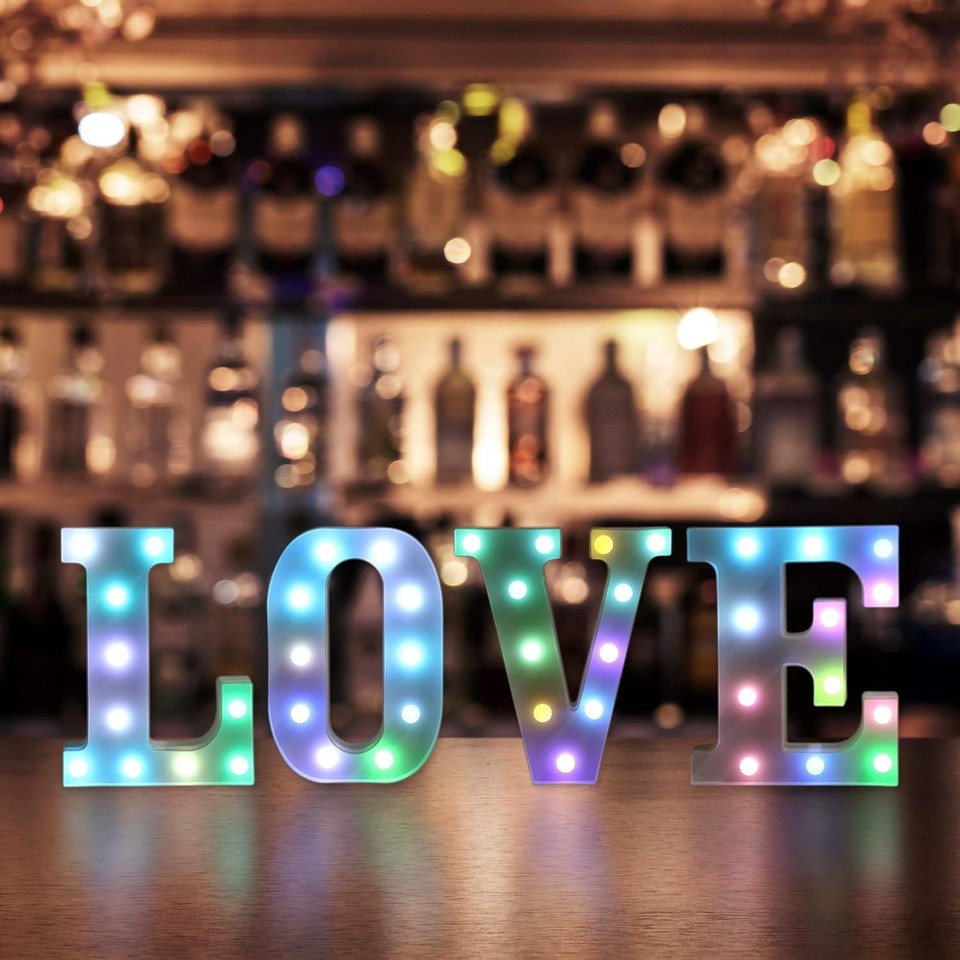 Foaky Colorful LED Letter Lights with Remote,Marquee Light Up U, Color ...