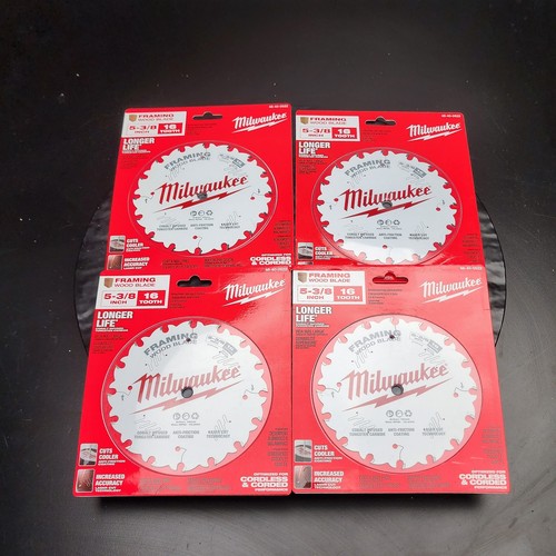 Lot of 4 Milwaukee 5-3/8 16T Framing Wood Saw Blades #48-40-0522 🪚 | eBay