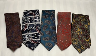LOT - 5 Vintage 1980s-90s Neck Ties- Paisley/Bohemian- Multiple Colors ...