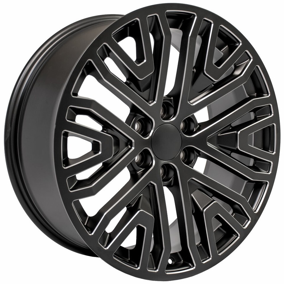22" 84040799 Wheels fit GMC Sierra Black Milled Edge CV37 SET | eBay