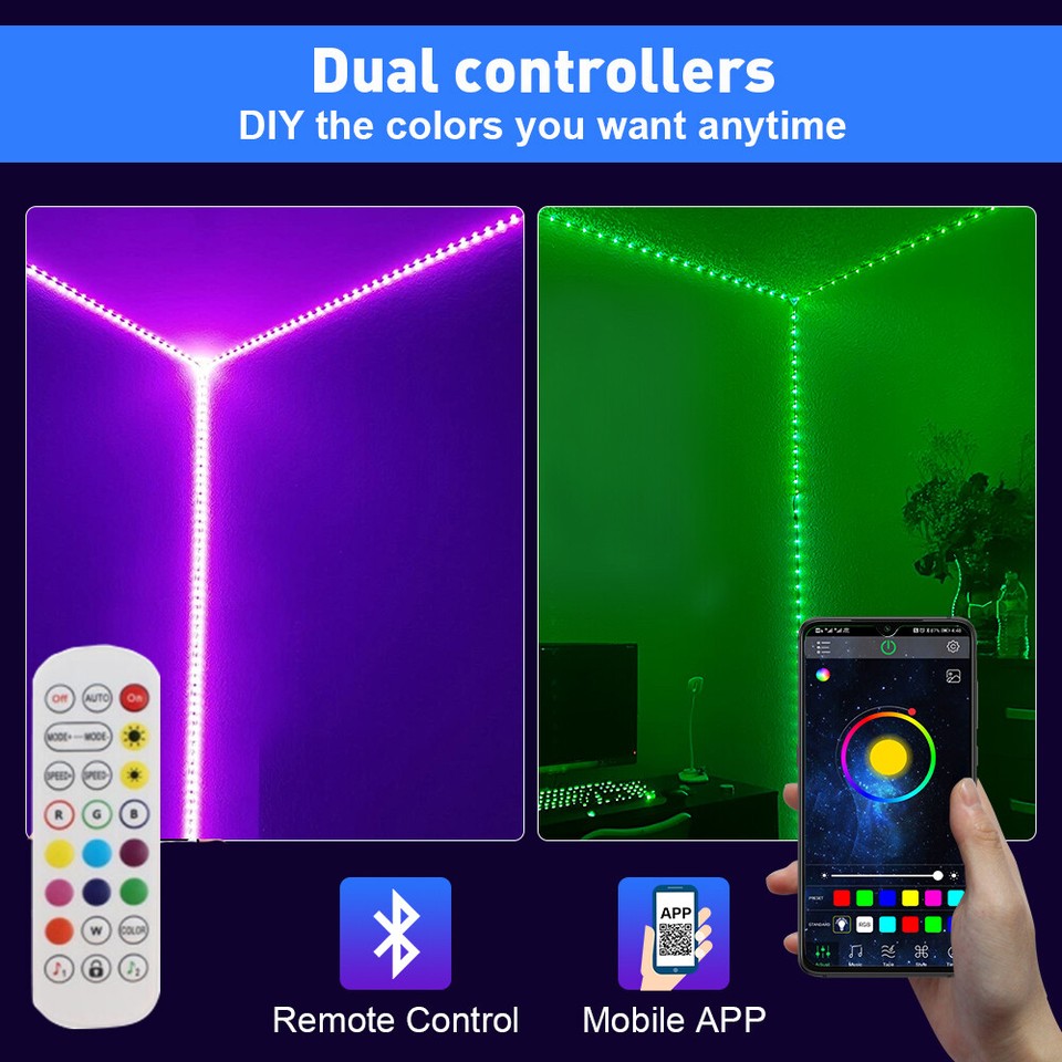 LED Strip Lights 100ft 50ft Bluetooth White RGB Color Changing Room ...