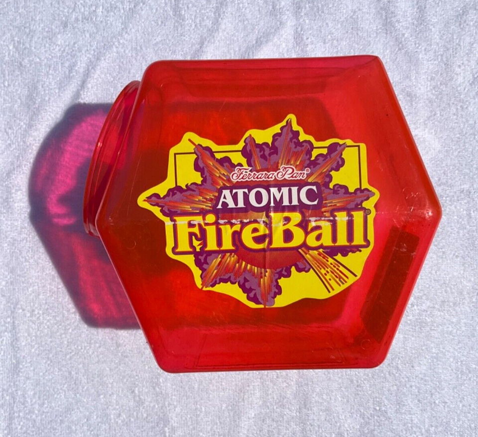 Vintage Ferrara Pan Atomic Fire Ball Candy Jar, Red Plastic Container ...