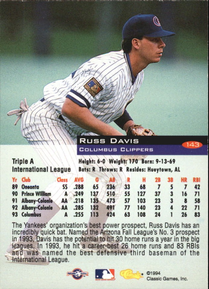 1994 Classic #143 Russ Davis - NM-MT | eBay