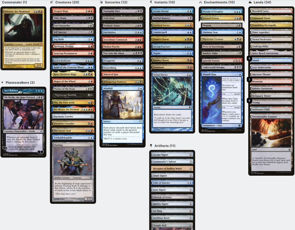 Nekusar, the Mindrazer FORCED CARD DRAW DAMAGE Magic MTG Custom Commander Deck | eBay