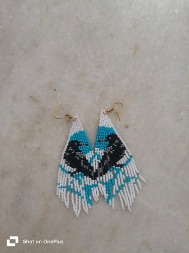 Tribal Earrings Native Large Boho American Seed Beads Handmade Earring ...
