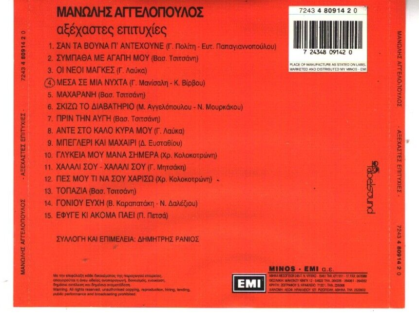 Manolis Aggelopoulos - Axehastes Epityhies No2 / Rare Greek Music CD ...
