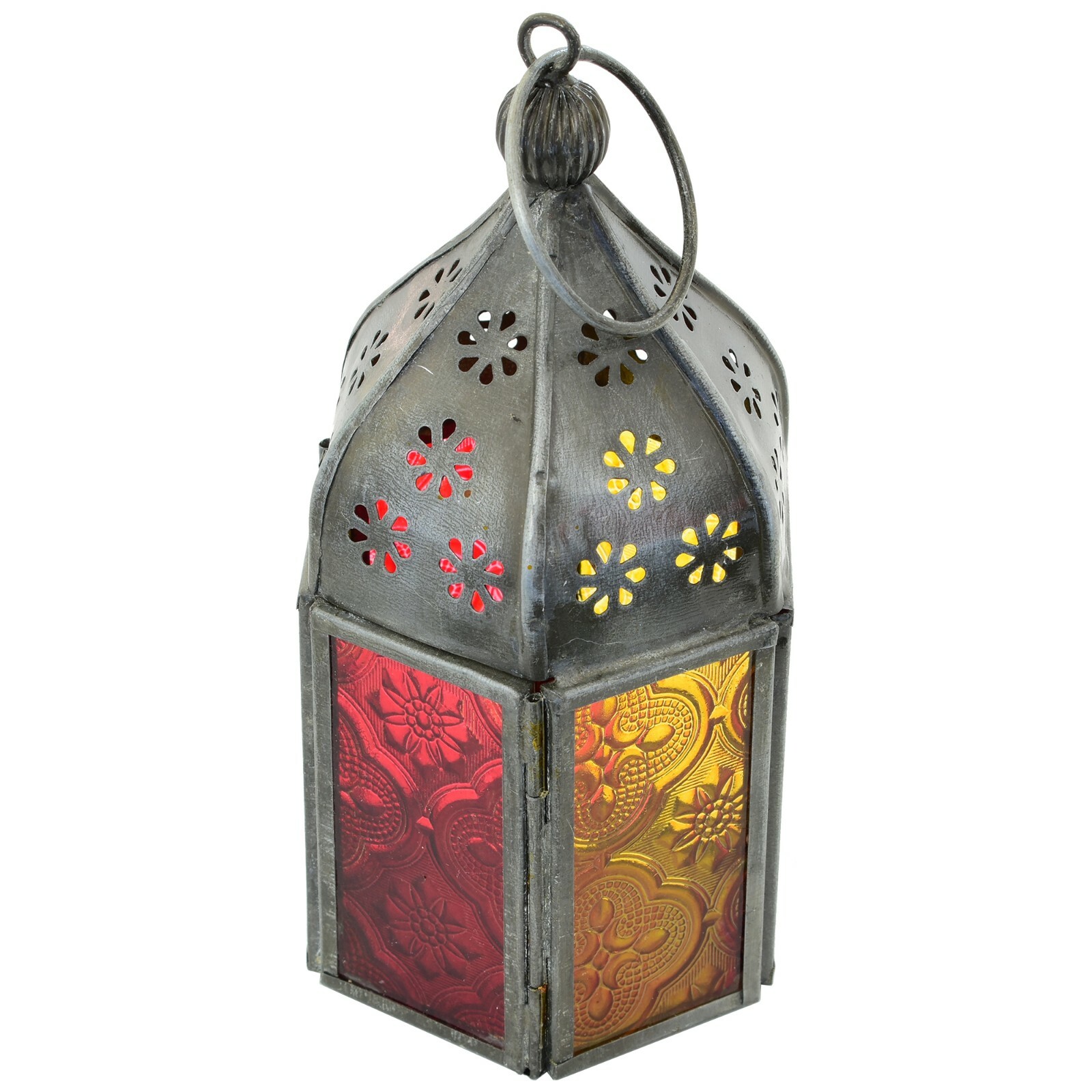 ⭐ Moroccan Style Indian Tonal Iron Glass Lantern Tea Light Holder Home ...
