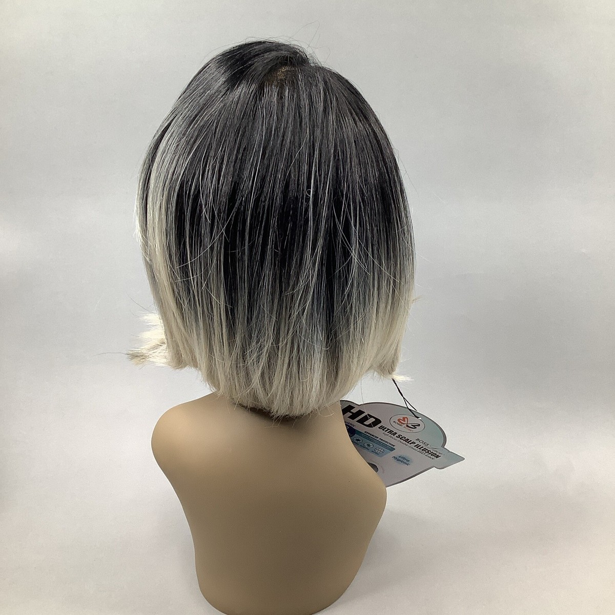 Luna Wig TTL1B/6013 Black Platinum Curtain Bang Bob HD 13x5 Luna Wig TTL1B/6013 Black Platinum Curtain Bang Bob HD 13x5