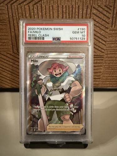 PSA 10 GEM MINT Full Art Milo #190 Holo 2020 Pokemon Sword & Shield ...