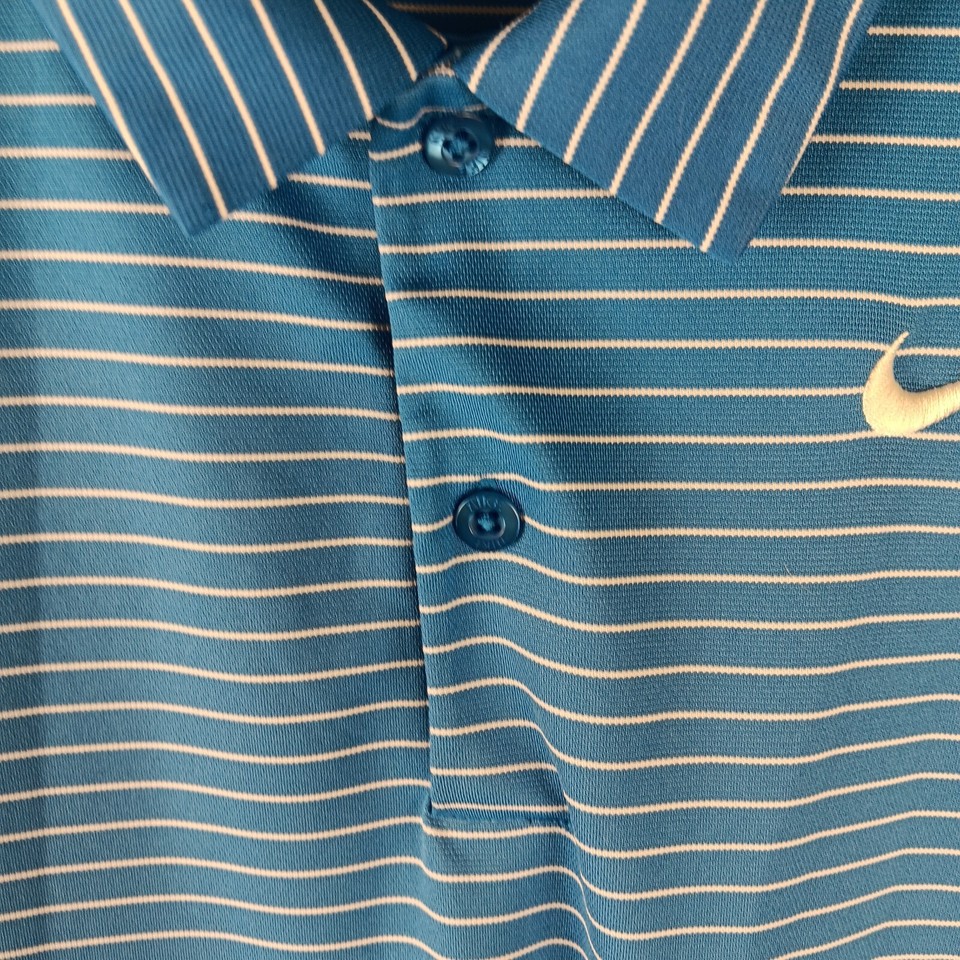 Nike, Dri-Fit, Golf, Tennis, Polo Shirt, Mens Sz XL, Blue & White ...