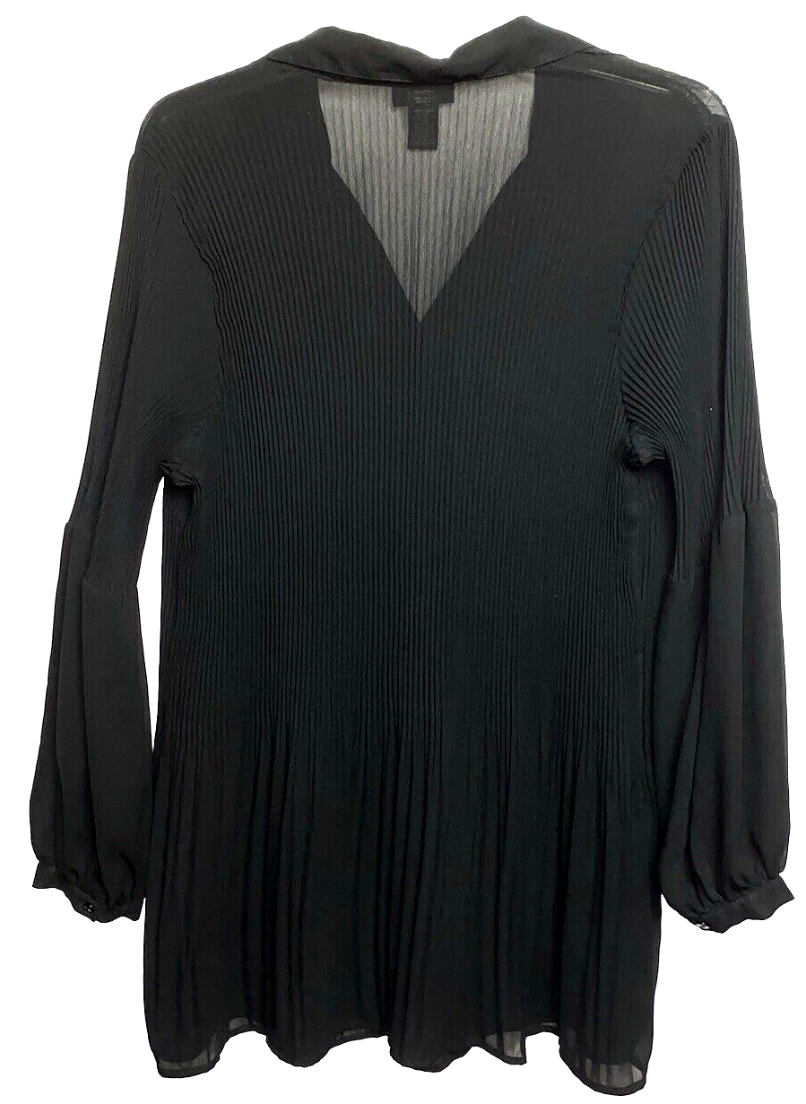 Lane Bryant Sheer Pleated Ruffle V-Neck Puffy Sleeve Top Size 22/24 ...