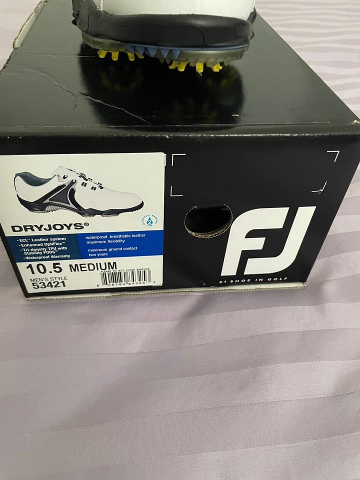 NEW IN BOX FootJoy 10.5 M Dryjoys Men Golf Shoes 53421 Black/White ...