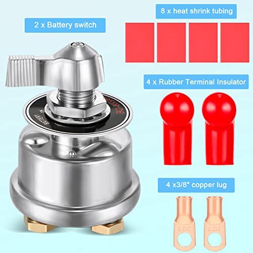2 Pcs Battery Shut Off Switch 12V High Current Battery Disconnect Kit ...