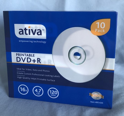 Ativa Printable DVD+R 10 Pack SEALED | eBay