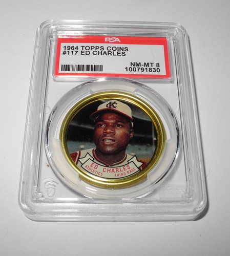 1964 Topps Baseball Coin Pin #117 Ed Charles Kansas City Athletics PSA ...