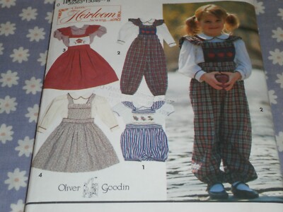SIMPLICITY 8020 GIRLS HEIRLOOM JUMPER DRESS BLOUSE & OVERALLS PATTERN ...