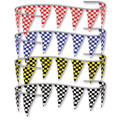 RACING Pennant Flags Checkered Triangle Race Flag Streamers 100 Ft ...