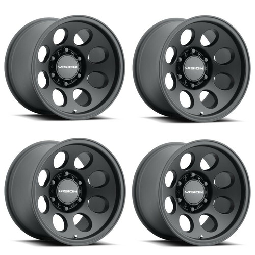 Set 4 16" Vision Off Road 56 Midway Satin Black 16x8 Wheels 6x5.5 0mm ...