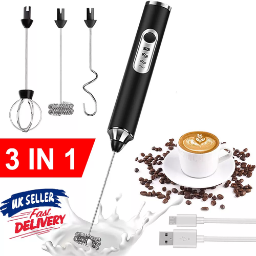 USB Rechargeable Milk Coffee frother Whisk Egg Beater Handheld Frappe ...