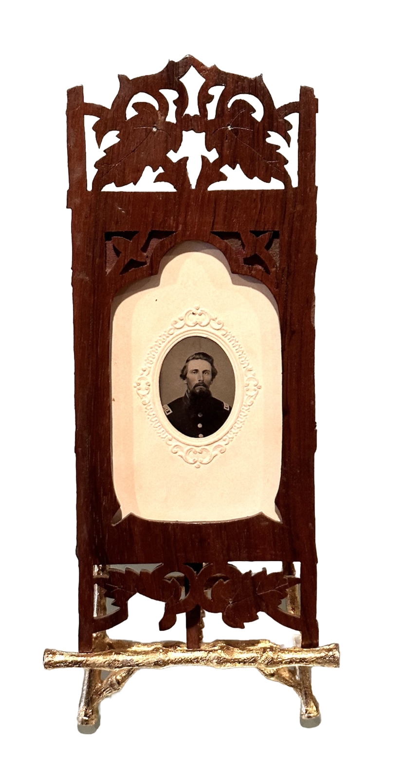 Antique Vintage Civil War Era Soldier Army Male Officer Photo Carved ...